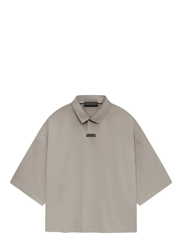 Fear Of God Essentials Pique Cropped Polo Shirt - Heather Gray