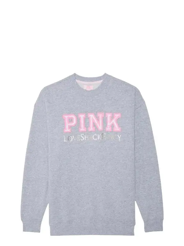 Pink X Loveshackfancy Oversized Crew Sweatshirt - Medium Heather Grey