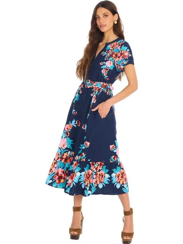 Allison Lizzy Midi Dress - Floral / Navy