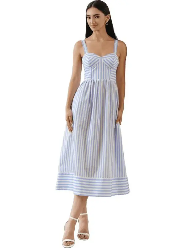 Yumi Kim Striped Bustier Midi Dress - Stripe