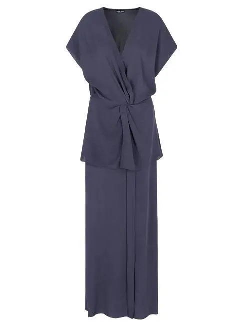 Giorgio Armani Long Triple Silk Georgette Dress - Blue