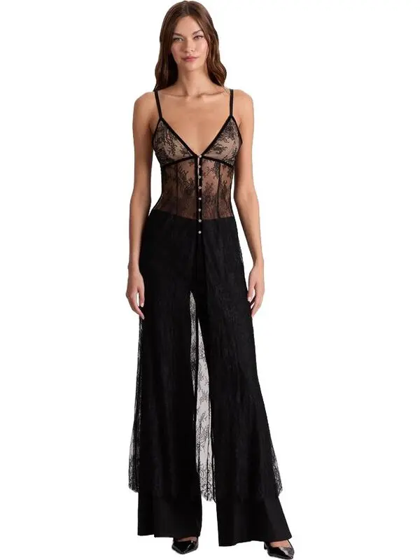 Alice + Olivia Melodie Lace Maxi Top - Black