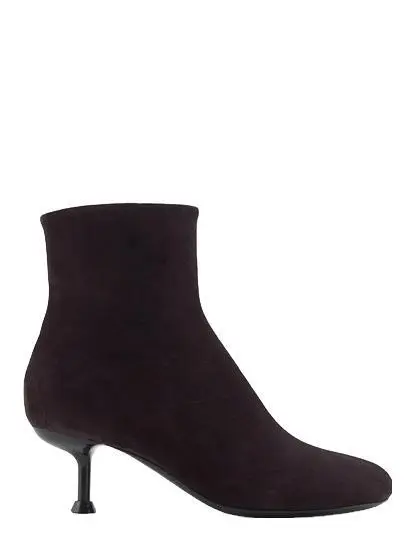 Emporio Armani Suede Ankle Boots With Kitten Heel - Brown