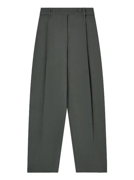 Emporio Armani Virgin Wool Barathea Trousers With Belt - Green