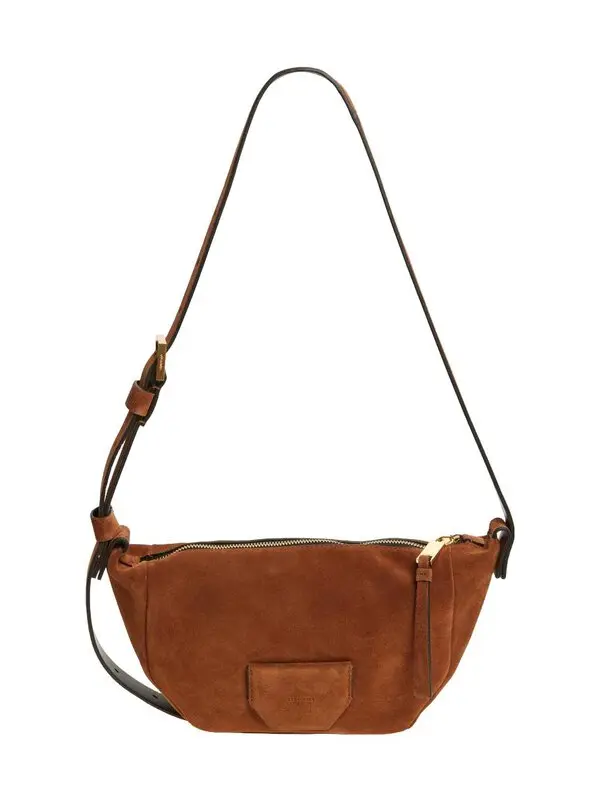 ALLSAINTS Madea Suede Shoulder Bag - Cognac Brown
