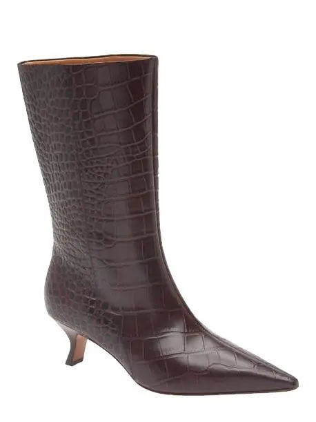Rag & Bone Mott Pointed Toe Boots - Bordeaux Croc