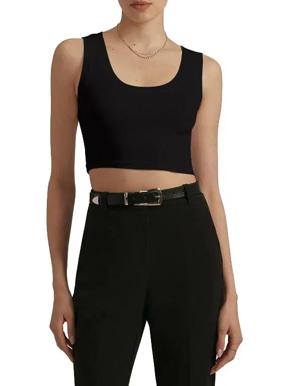FAVORITE DAUGHTER Ribbed Crop Top - Black