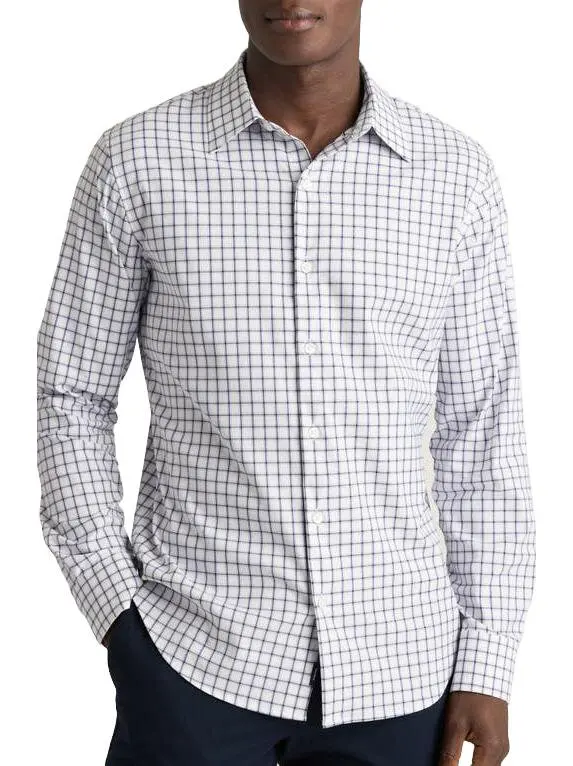 Bonobos Tech Slim Fit Solid Button-up Shirt - Horden Check - Blue Depths