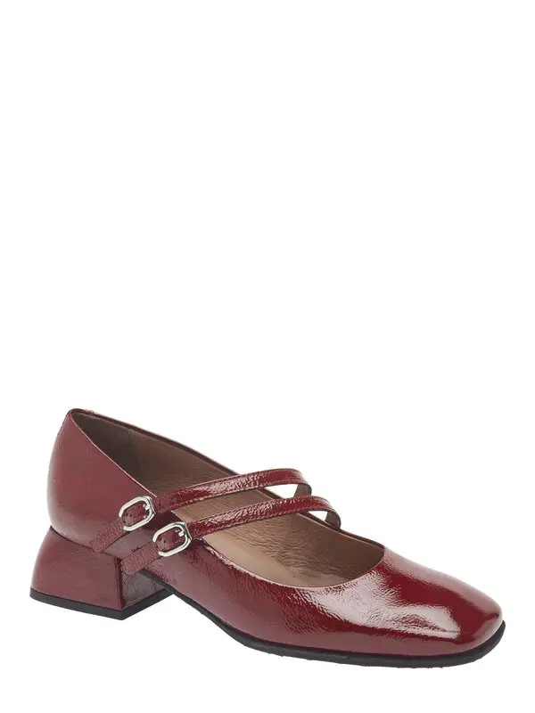 WONDERS Mary Jane Block Heel Pumps - Lack Vino