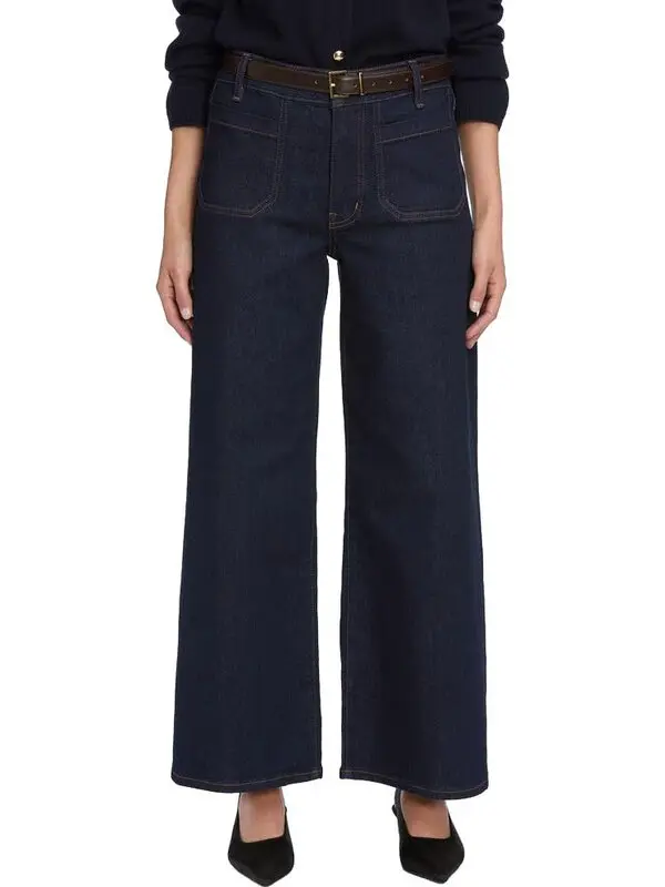 FRAME Le Pixie Slim Palazzo Patch Pocket High-waist Wide-leg Jeans - Rinse