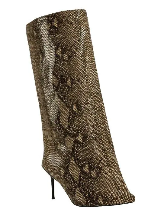AZALEA WANG Skin Embossed Stiletto Boots - Snake