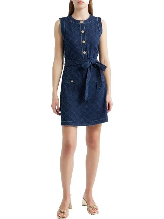 ZOE AND CLAIRE Jacquard Dress - Denim