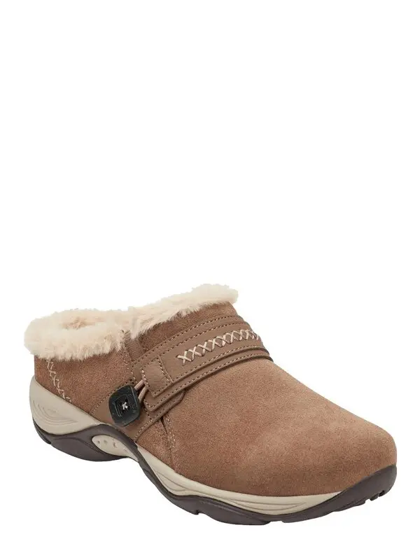 Easy Spirit Elinn Faux Shearling Mule - Taupe Brown