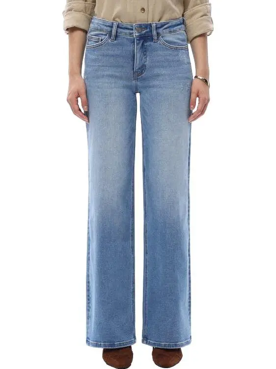 BAYEAS Mid-rise Wide Leg Jeans - Medium Blue
