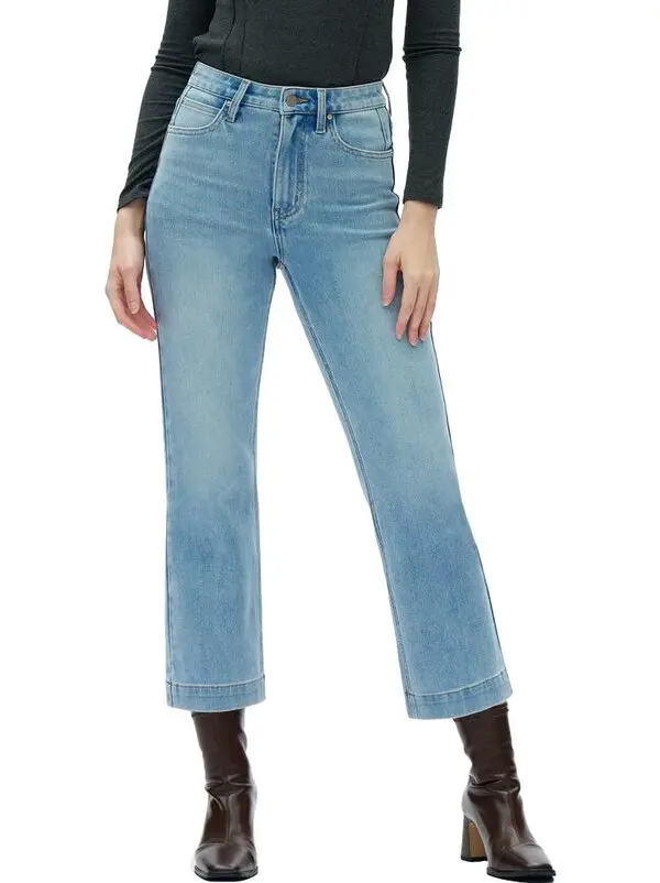 BAYEAS High-waist Ankle Straight Leg Jeans - Light Blue