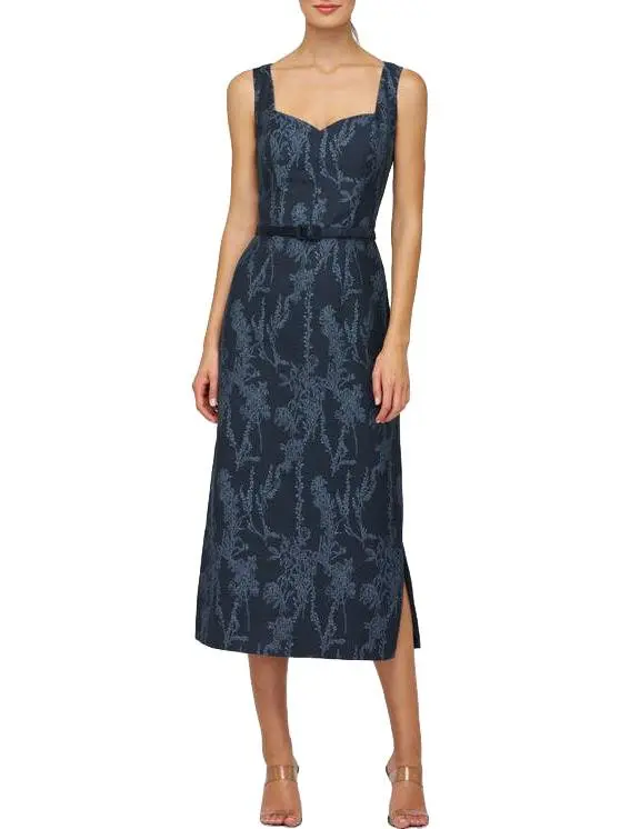 KAY UNGER Drew Beaded Embroidery Cocktail Dress - Dark Midnight/stone Blue