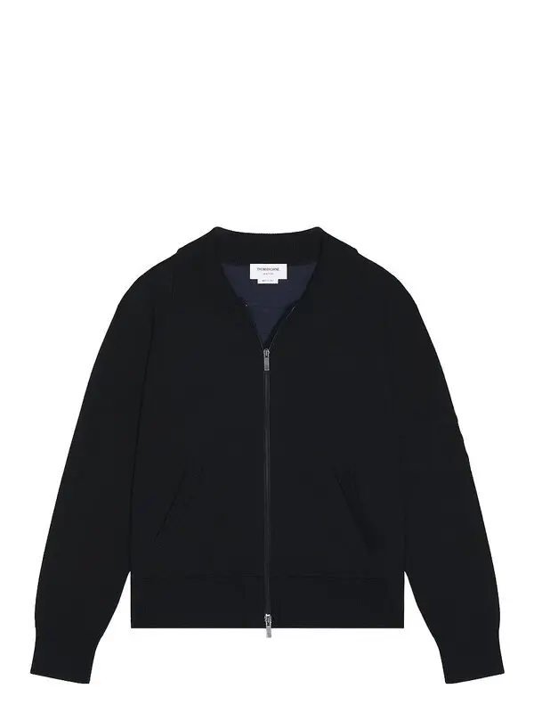 Thom Browne Double Face Full Zip Cardigan - Navy