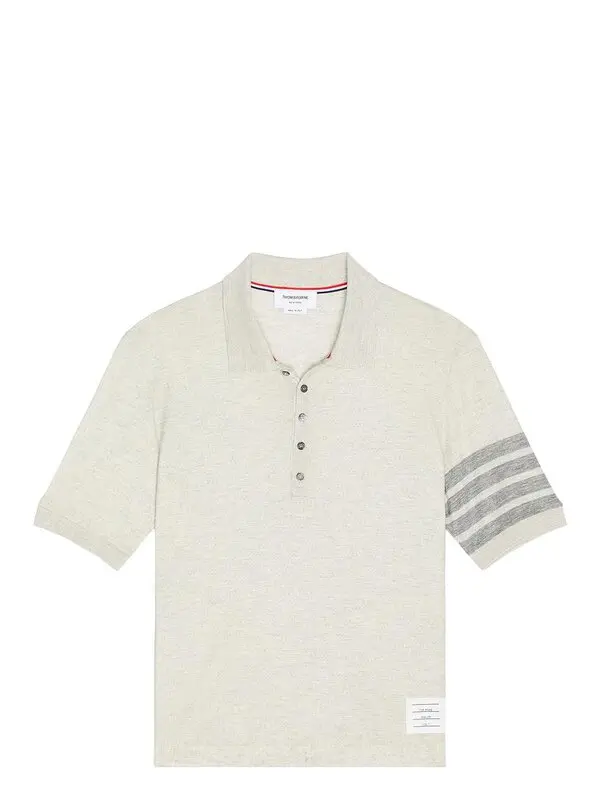 Thom Browne Short Sleeve Rib Cuff Polo In Light Grey - Pale Grey