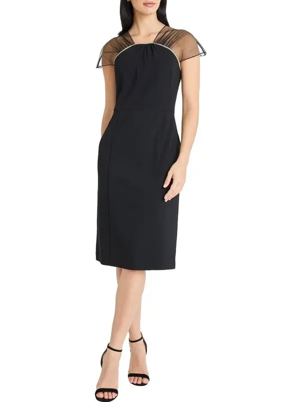 Maggy London Rhinestone Detail Cocktail Sheath Dress - Black