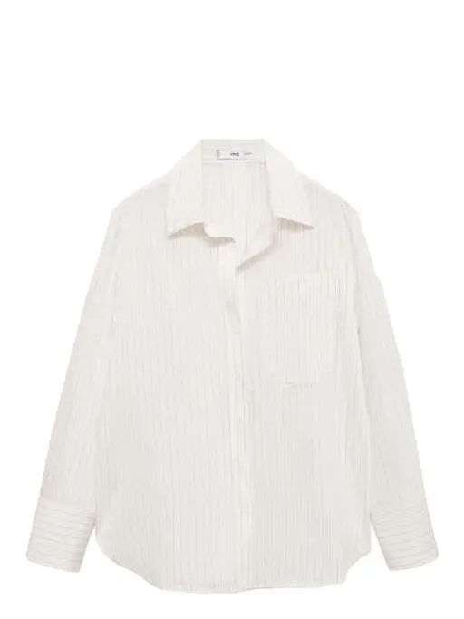 Mango Striped Sheer Long-sleeve Shirt - Off White