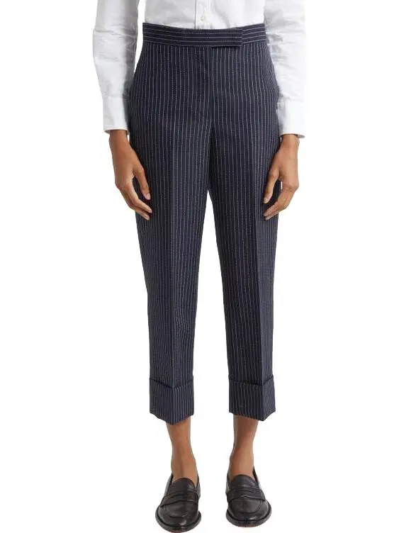 Thom Browne Fit 1 Pinstripe Virgin Wool Blend Pants - Navy