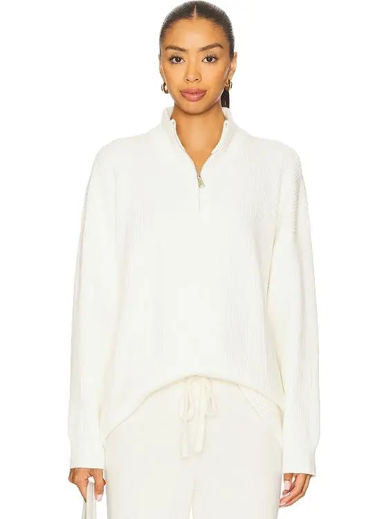 ALL THE WAYS Melanie Quarter Zip Sweater - Ivory