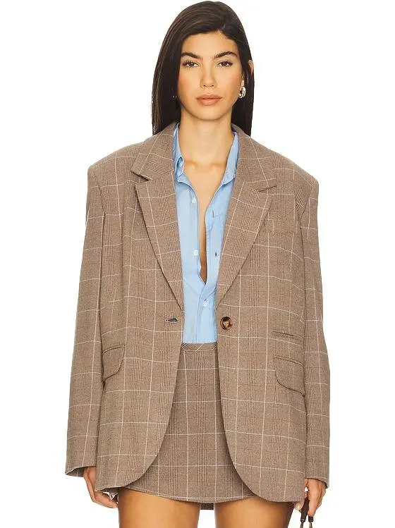 Free People Paper Cut Pinstripe Blazer - Chocolate
