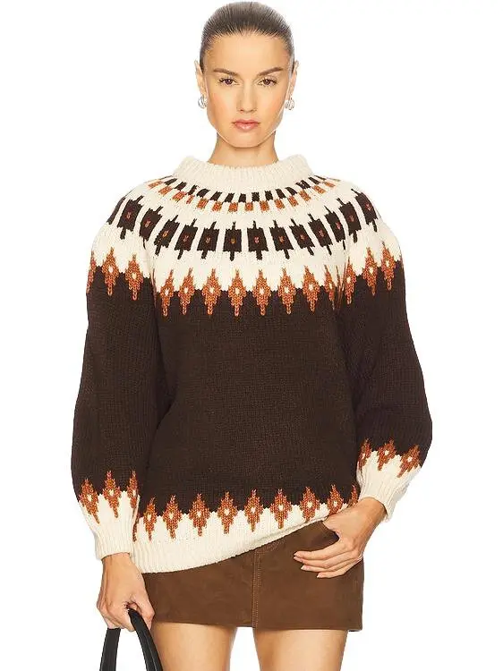 Callahan Kathleen Fair Isle Pullover - Chocolate Stripe