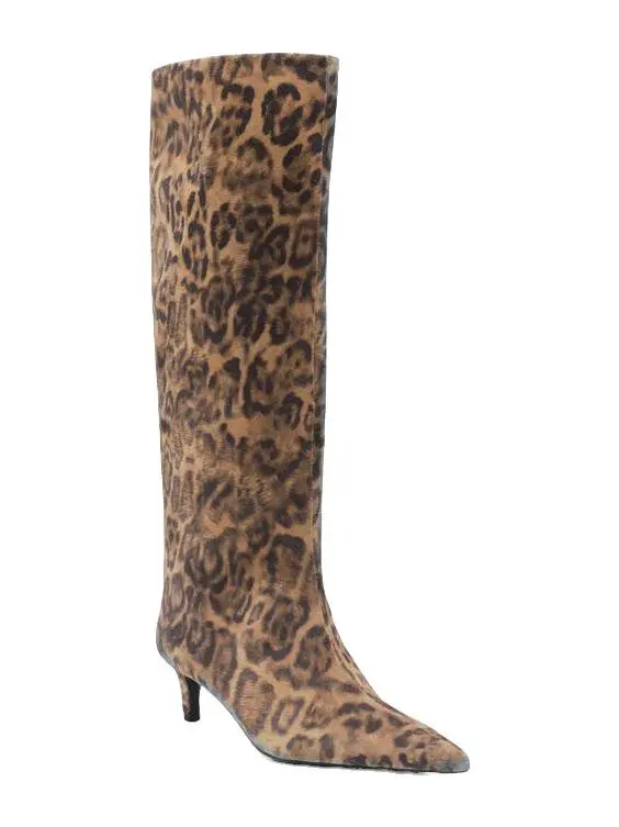 Free People Kiki Knee High Boots - Spotted Leopard Suede