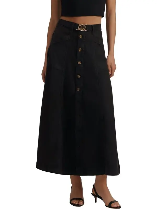FAVORITE DAUGHTER The Lila A-line Denim Skirt - Jet Black