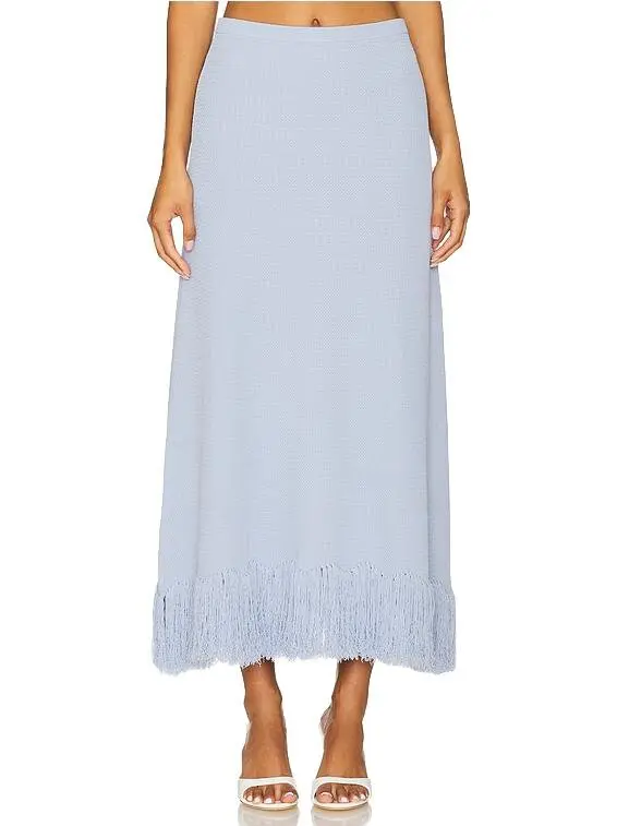 Clea Clarissa Fringe Knit Skirt - Vista Blue