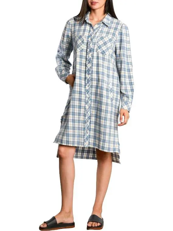 BILLY T Plaid Shirtdress - Blue Combo Plaid