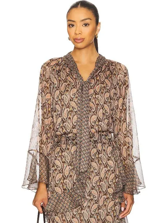 Misa Maris Top - Brown Paisley