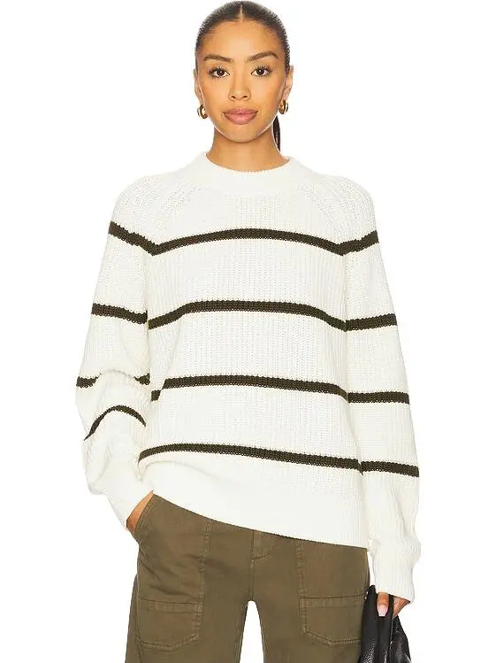 PISTOLA Edie Raglan Crewneck - Olive Stripe