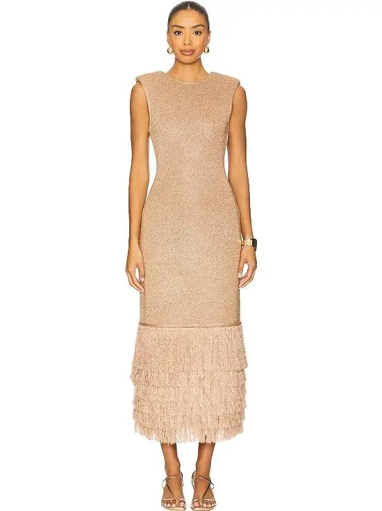 Aje Breeze Knit Midi Dress - Rose Gold