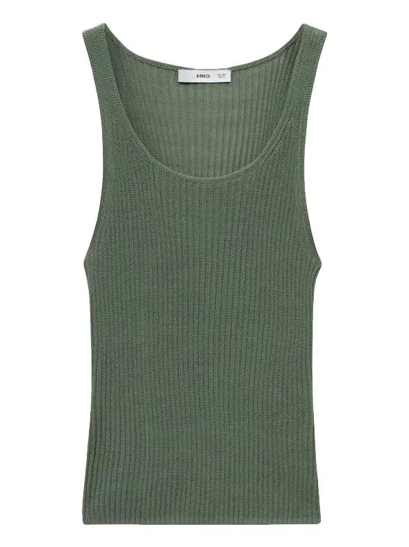 Mango Chunky Rib Sweater Tank - Green