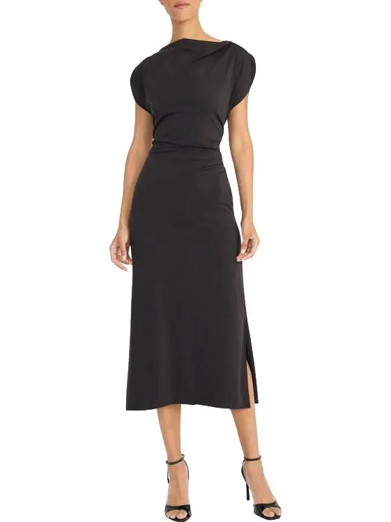 Maggy London Gathered Midi Dress - Black