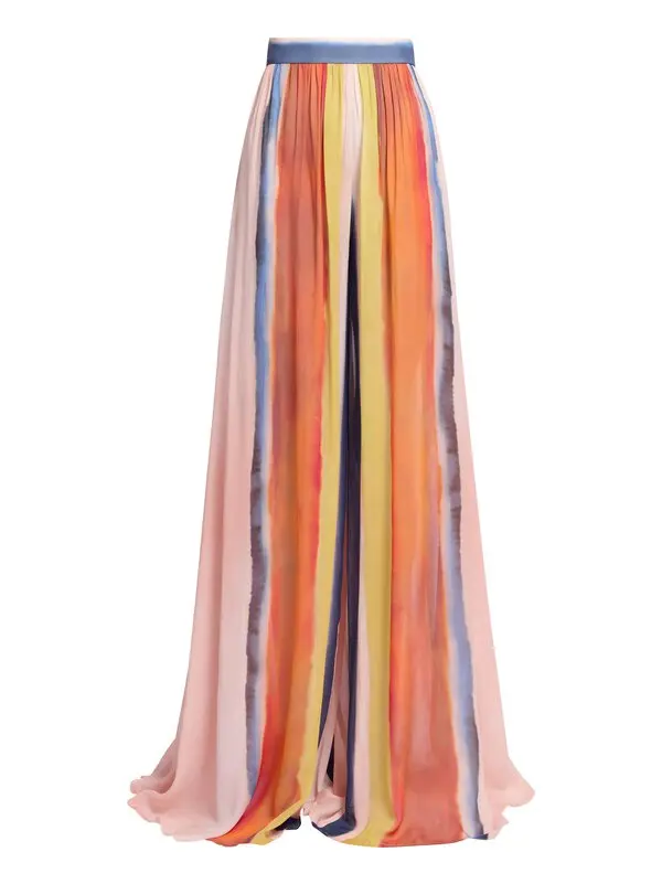 Elie Saab Printed Chiffon Wide-leg Palazzo Pants - Multi