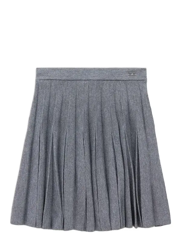 Balenciaga Pleated Wool Skirt - Grey & Silver