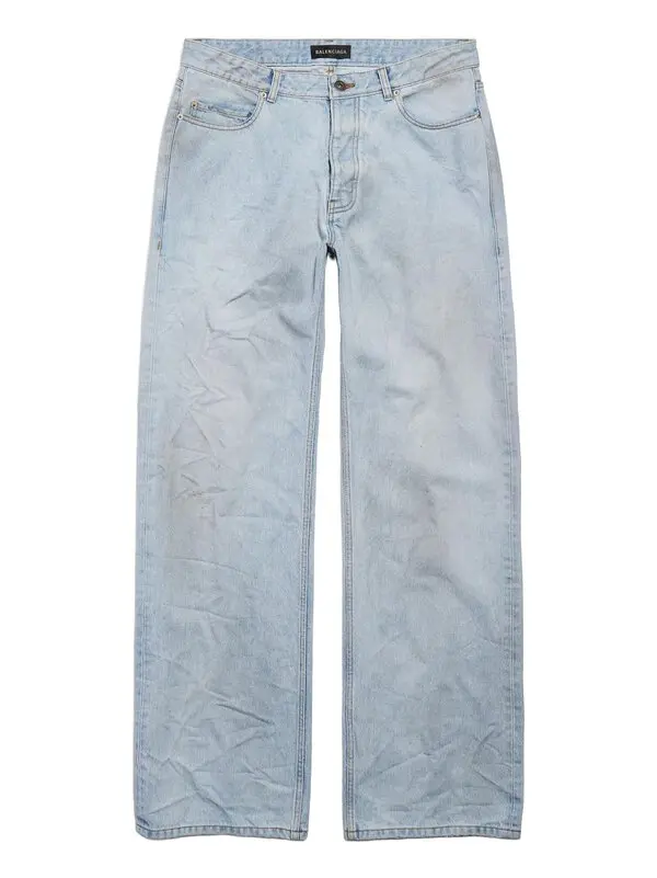 Balenciaga Distressed Relaxed Fit Pants - Blue