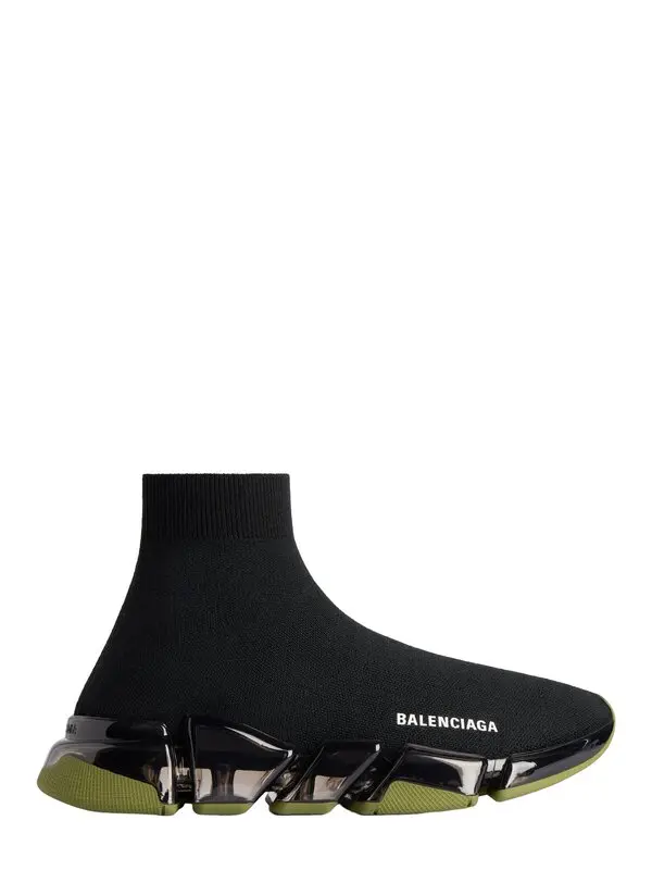 Balenciaga Speed 2.0 Clear Sole Knit Sneakers - Black