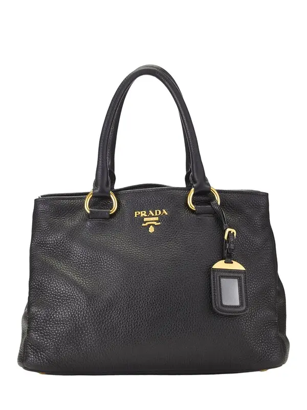 Prada Vitello Daino Convertible Tote - Black