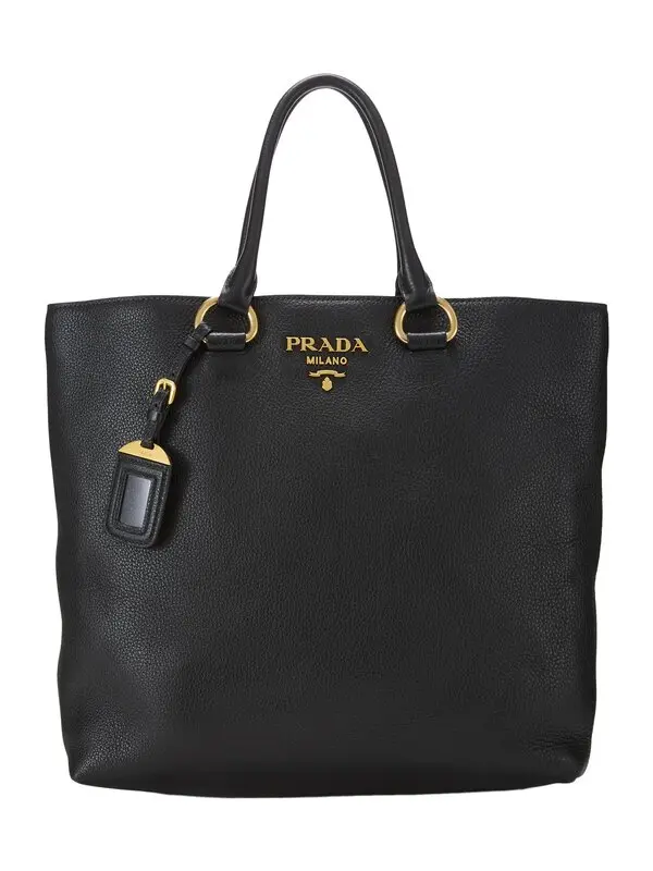 Prada Vitello Daino Convertible Tote - Black