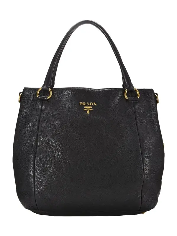 Prada Vitello Daino Convertible Tote - Black