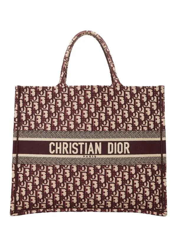Dior Embroidered Trotter Book Tote - Burgundy