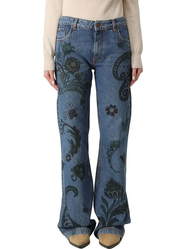 Etro Printed Flare Jeans - Burgundy