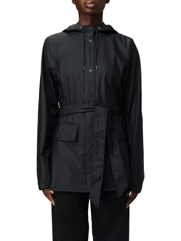 Rains Belted Jacket - Black