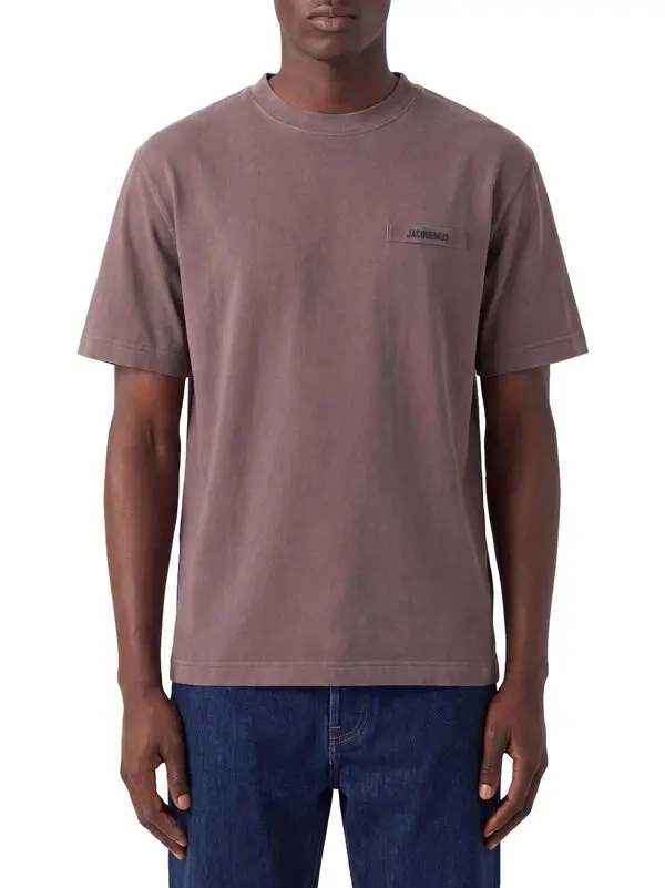 Jacquemus Contrast Appliqué Logo Cotton Crew-neck T-shirt - Brown