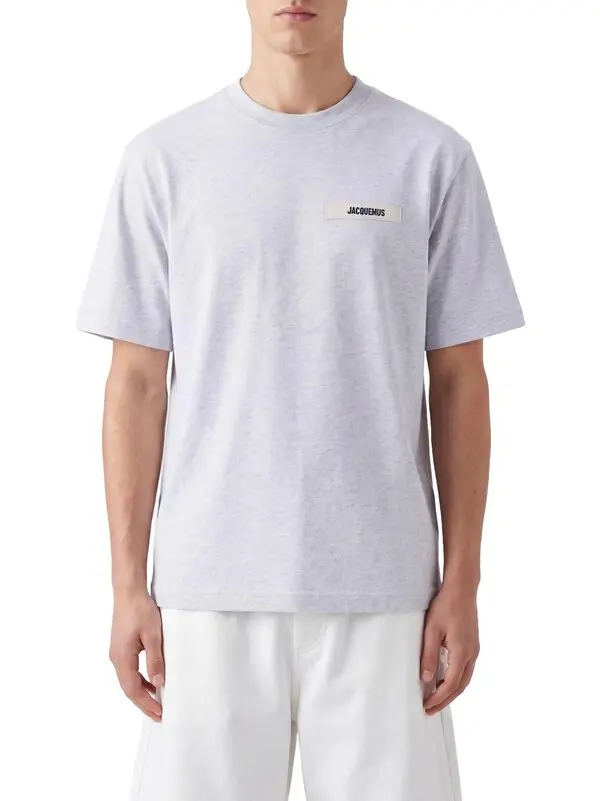 Jacquemus Contrast Appliqué Logo Cotton Crew-neck T-shirt - Grey
