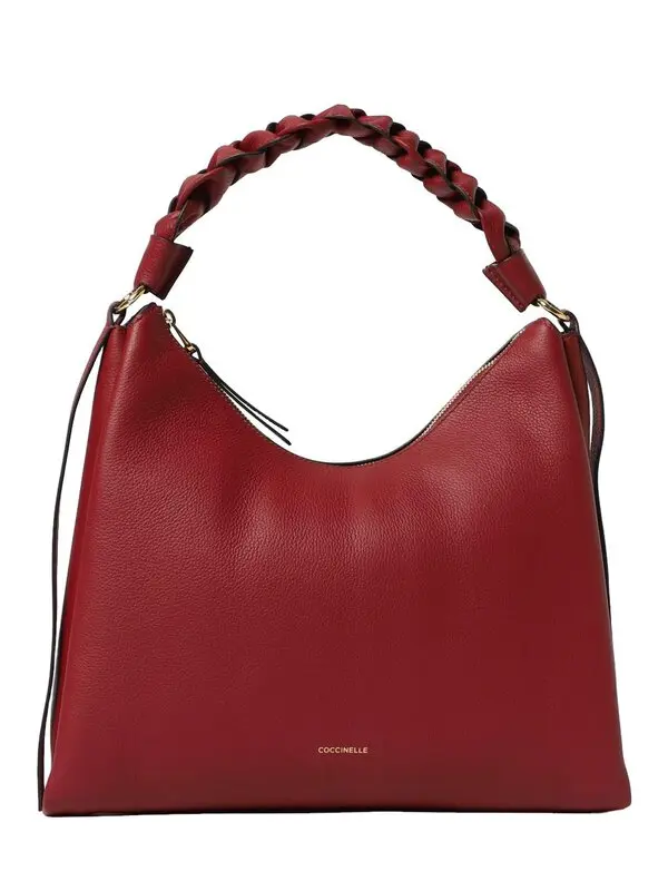 COCCINELLE Braided Handle Shoulder Bag - Burgundy
